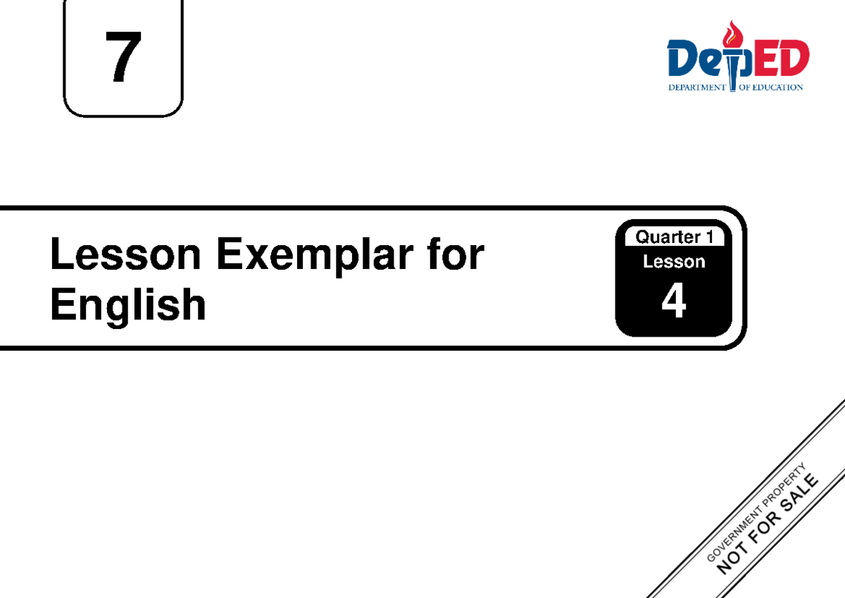 Q1 LE English 7 Lesson 4 Week 4 - 7 Lesson Exemplar for English Lesson 4 Quarter 1 Lesson ...