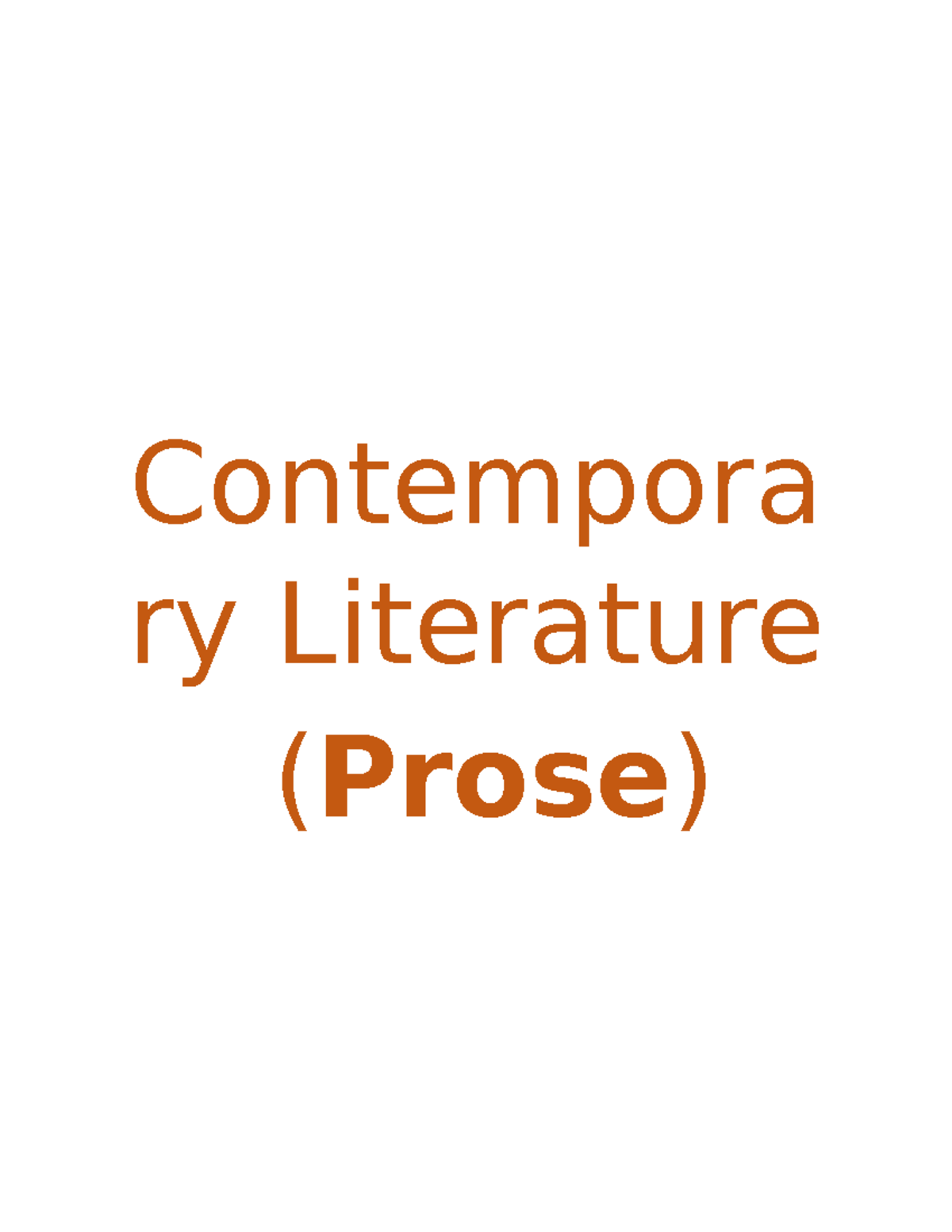Contemporary-Literature-Prose - Contempora ry Literature (Prose) A Doll ...
