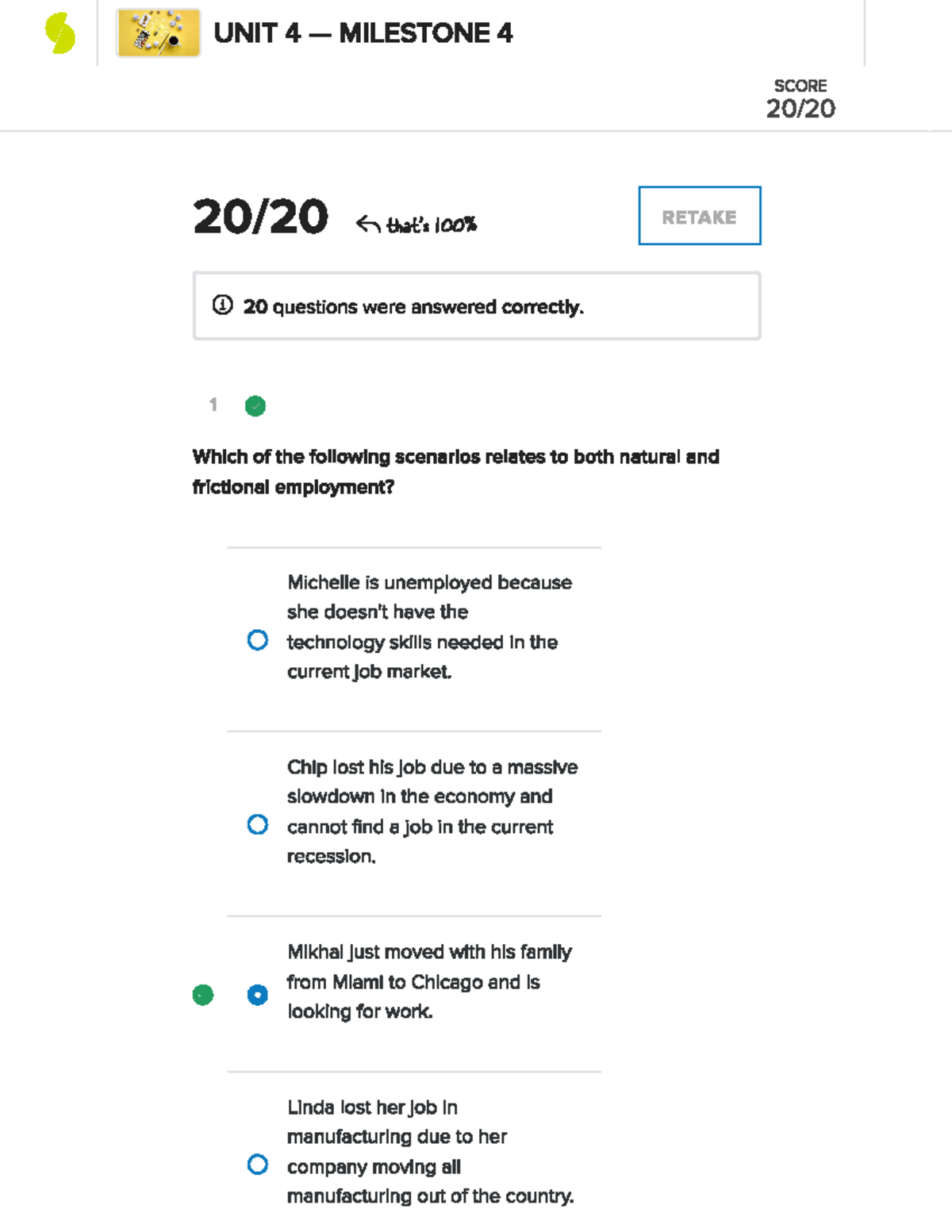 Milestone 4 Microeconomics - UNIT 4 MILESTONE 4 SCORE RETAKE i 20 ...