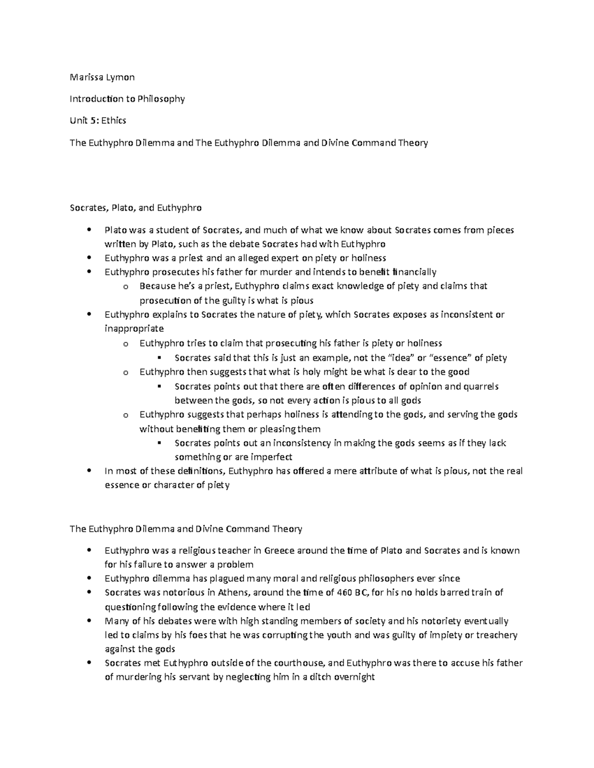 The Euthyphro Dilemma and The Euthyphro Dilemma and Divine Command ...