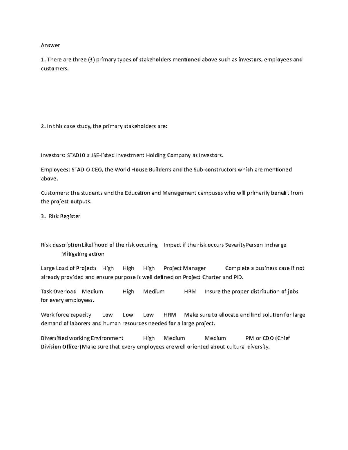 Stadio-WPS Office - Tutorial Work - Answer There are three (3) primary ...