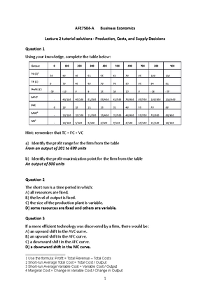 Lecture 3 tutorial questions – Understanding Market Forces-3 - AFE7504 ...