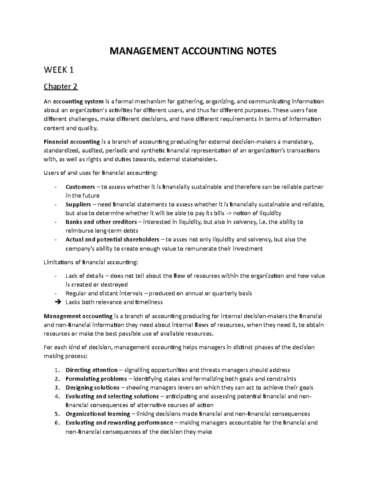 MA Notes - Management accounting summary of the book and the lectures ...