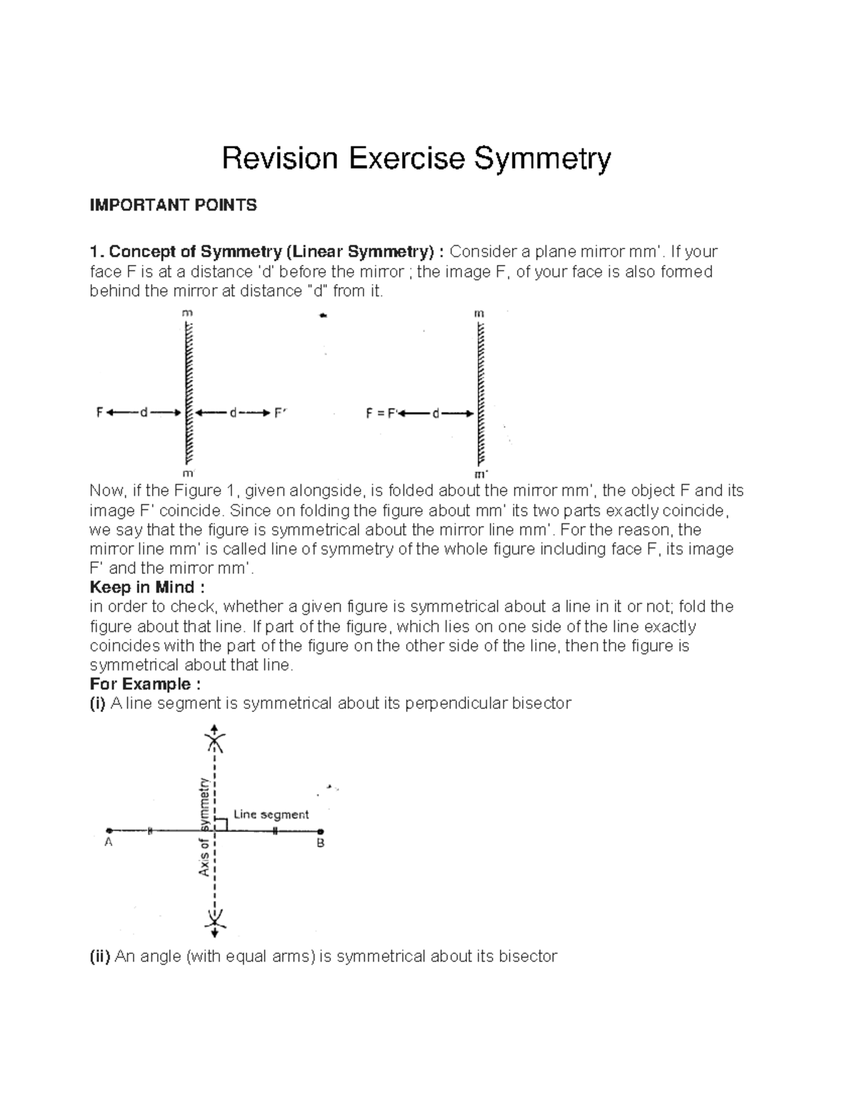 Revision Exercise Symmetry - ncertbooksolutions IMPORTANT POINTS 1 ...