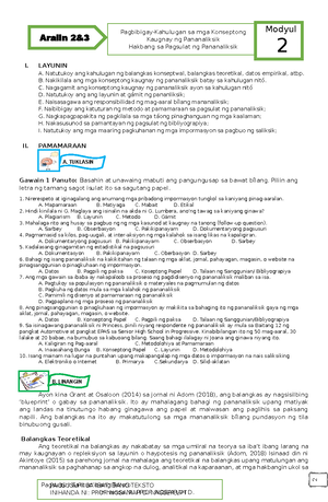 Modyul 1- Aralin 3 - NOSAI - Grade 11-Pagbasa at Pagsusuri ng Iba’t ibang Teksto Tungo sa - Studocu