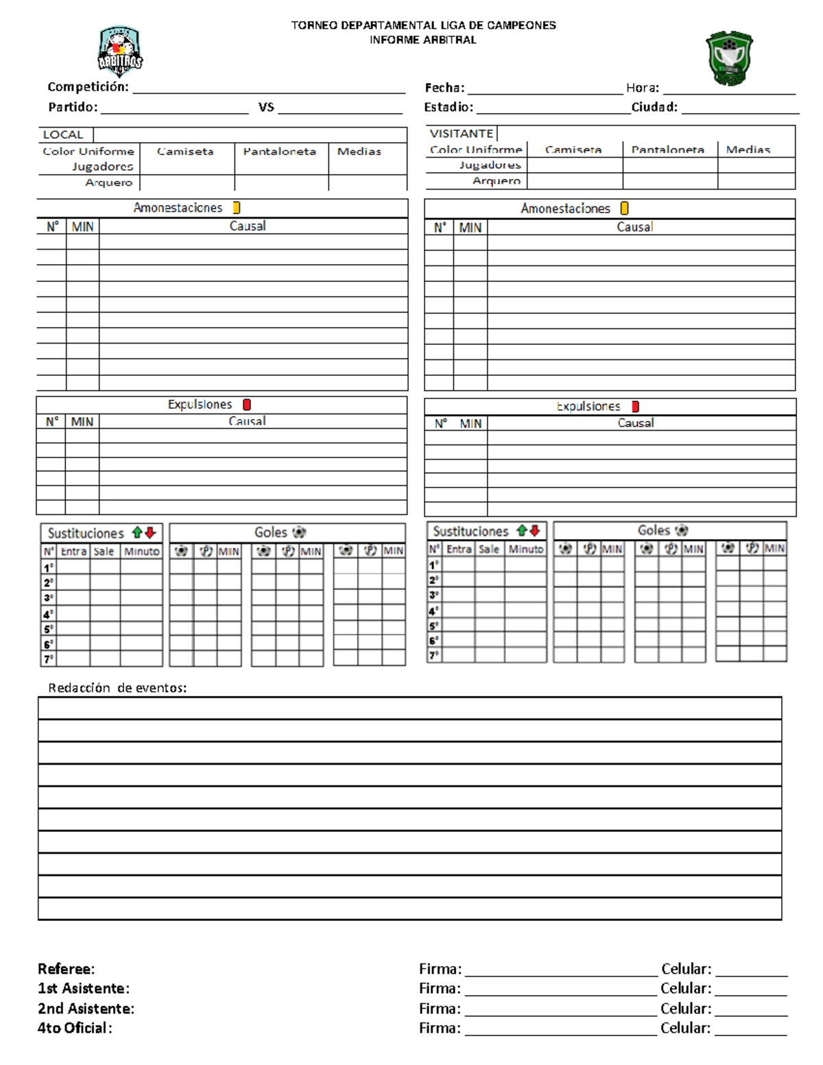 Formato Arbitral 2024 - TORNEO DEPARTAMENTAL LIGA DE CAMPEONES INFORME ...