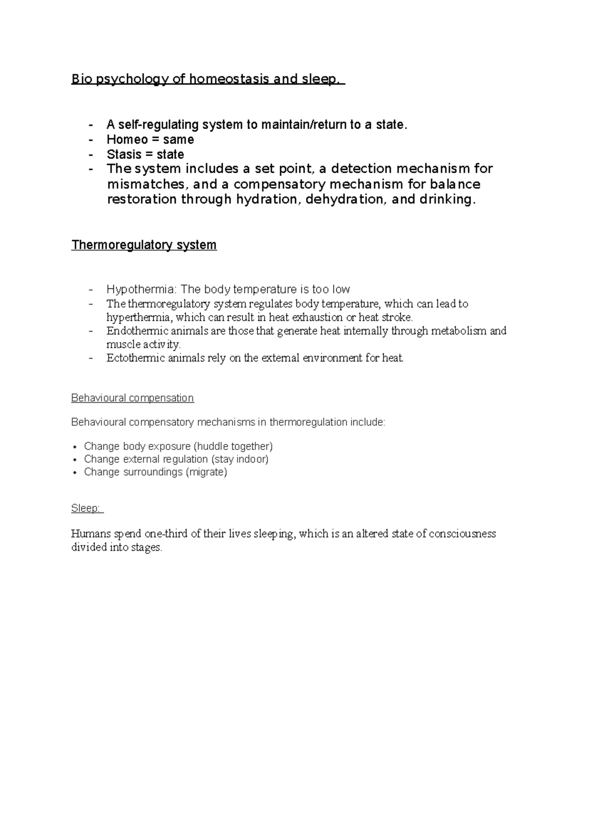 Bio psych of homeostasis - A self-regulating system to maintain/return ...