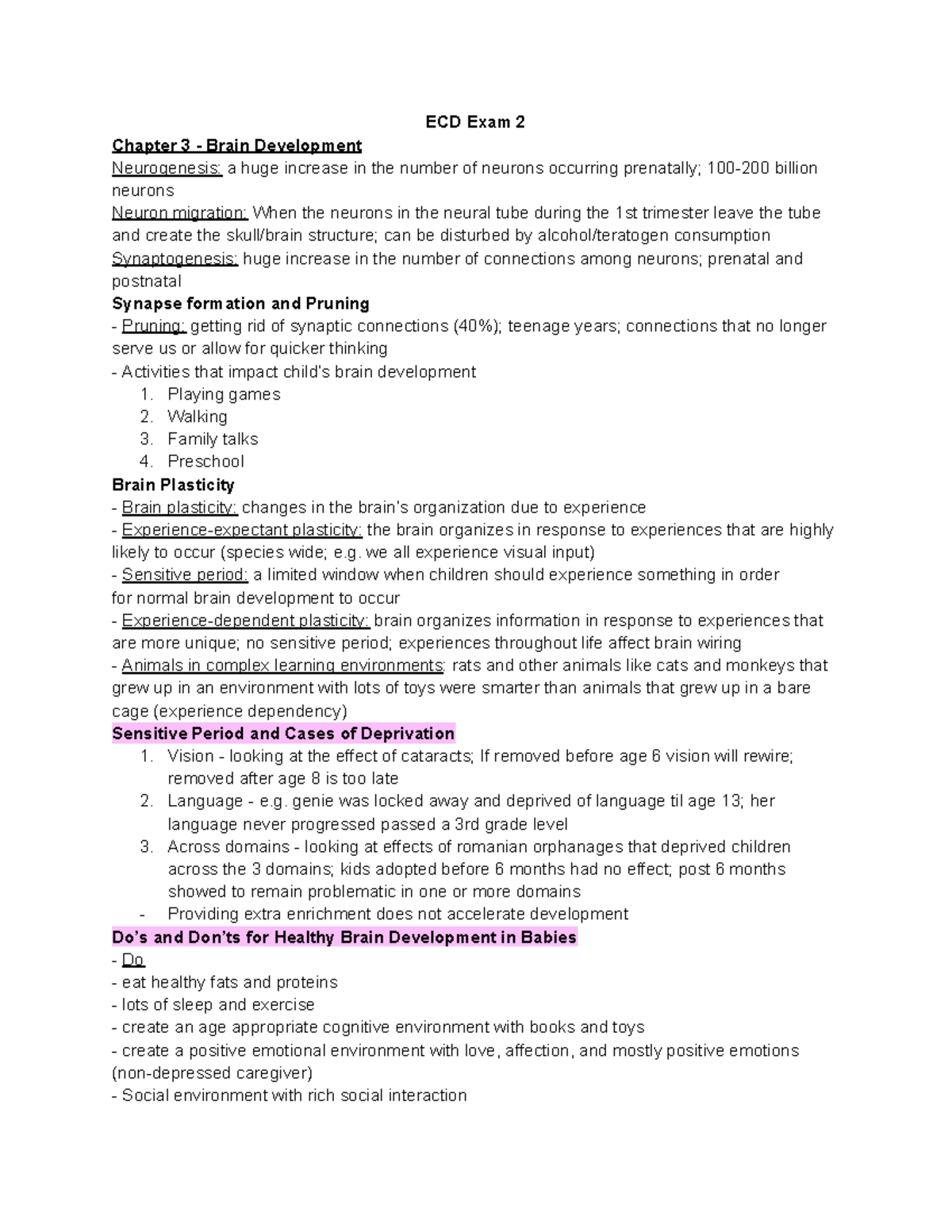 Early Childhood Development Exam 2 Study Guide - ECD Exam 2 Chapter 3 ...