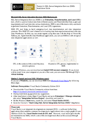 Tutorial 6 - ETL SSIS - nothing - Tutorial 9 Objectives: During this ...