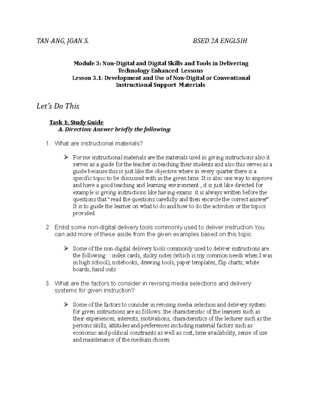 M3 L1 T1 TAN - another activity doneee! - TAN-ANG, JOAN S. BSED 2A ...