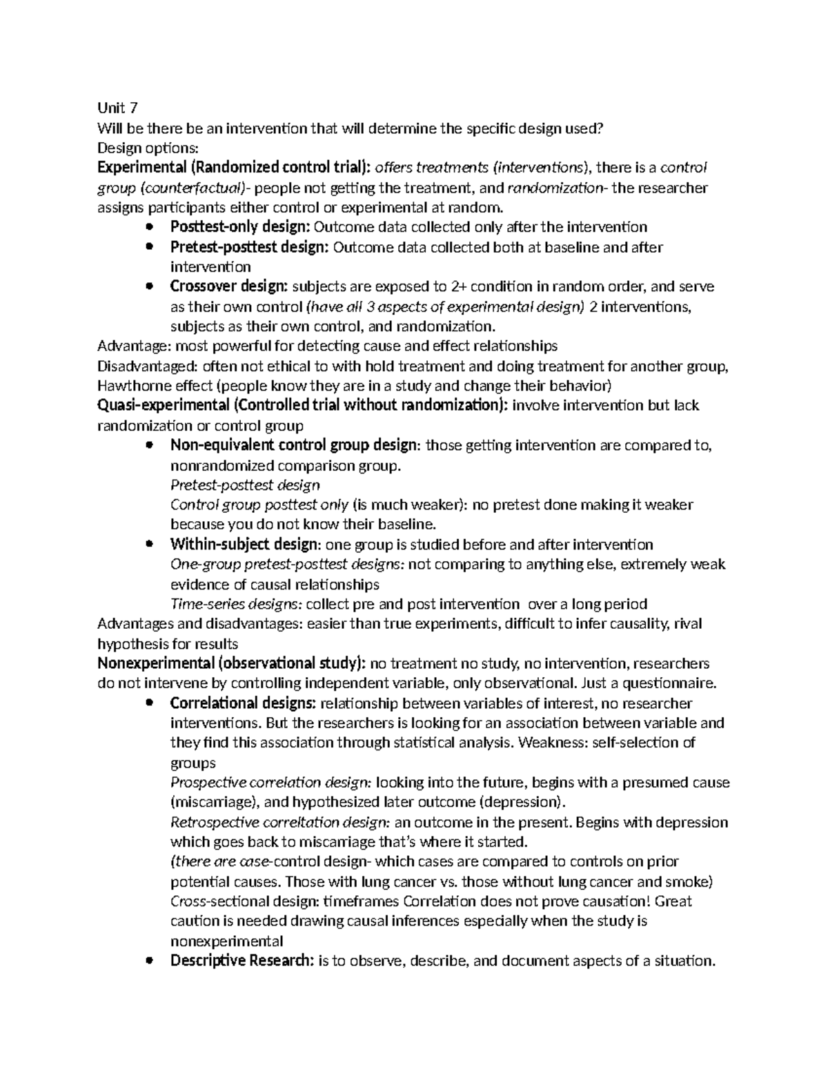 NURS 328 final quiz - Unit 7 Will be there be an intervention that will determine the specific ...