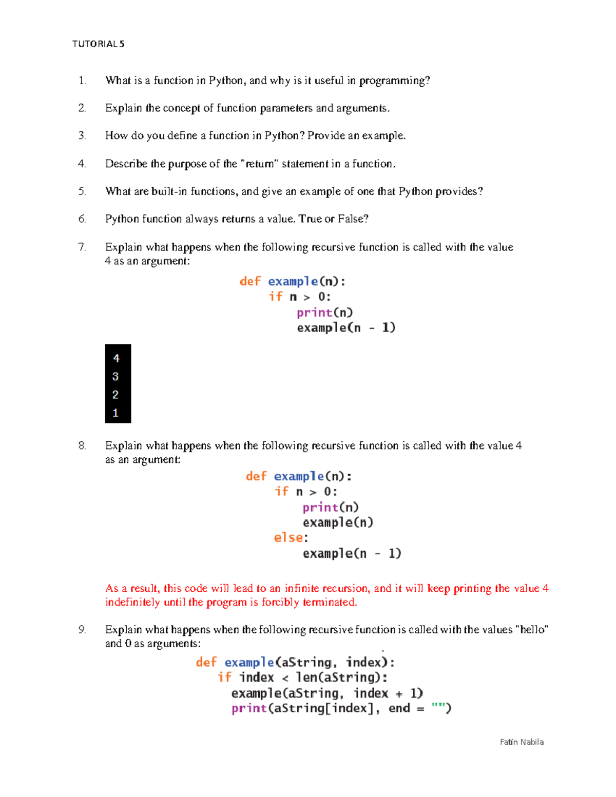 ITS62604 Tutorial 5[answer] - 1. What is a function in Python, and why is it useful in ...