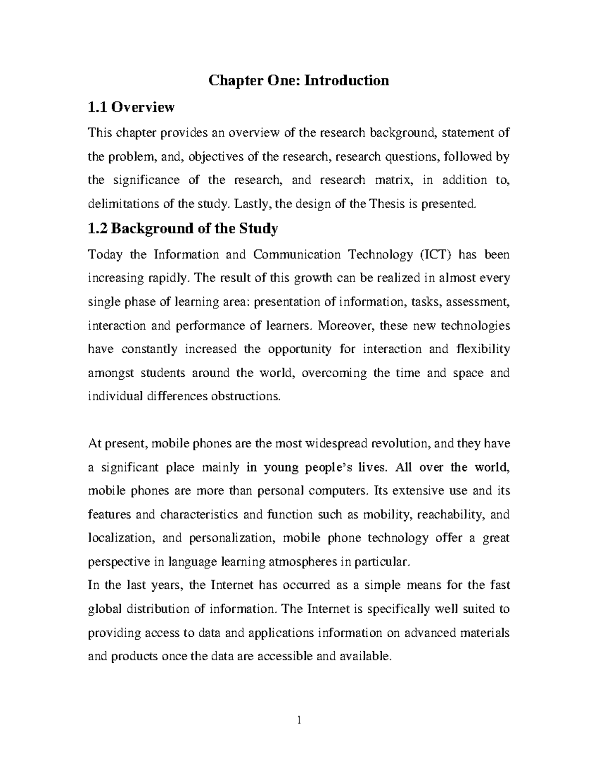 Research - Chapter One: Introduction 1 Overview This chapter provides ...