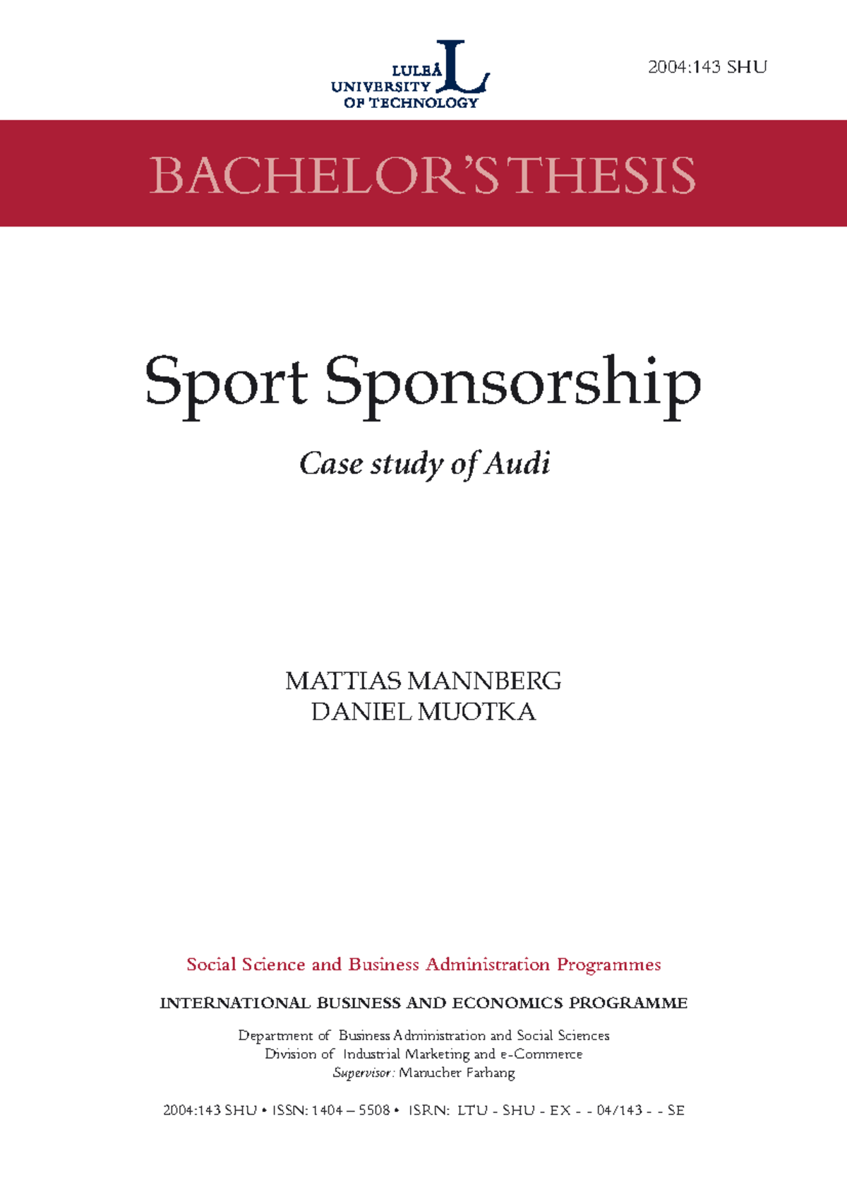 Eric model - Sponsorhip for brands - BACHELOR’S THESIS Social Science ...