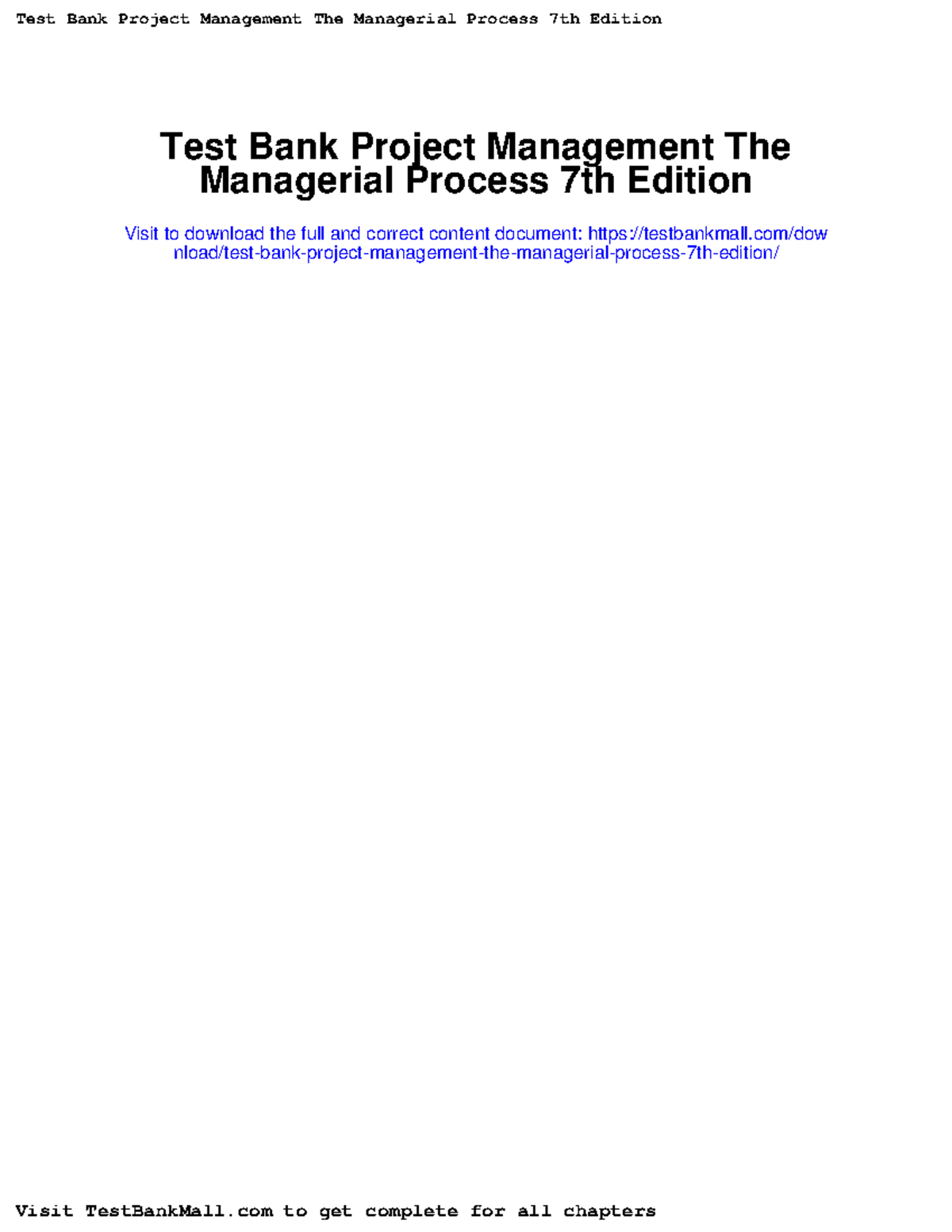 688797411 Test Bank Project Management the Managerial Process 7th ...