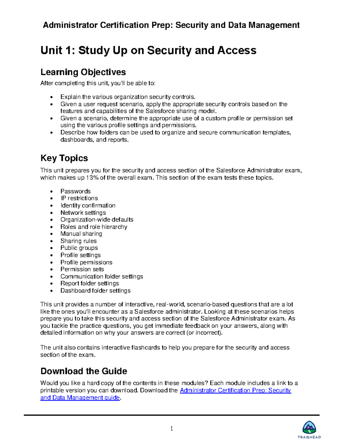 Admin Cert Prep Part 2 Printable Unit 1 Study Up On Security And