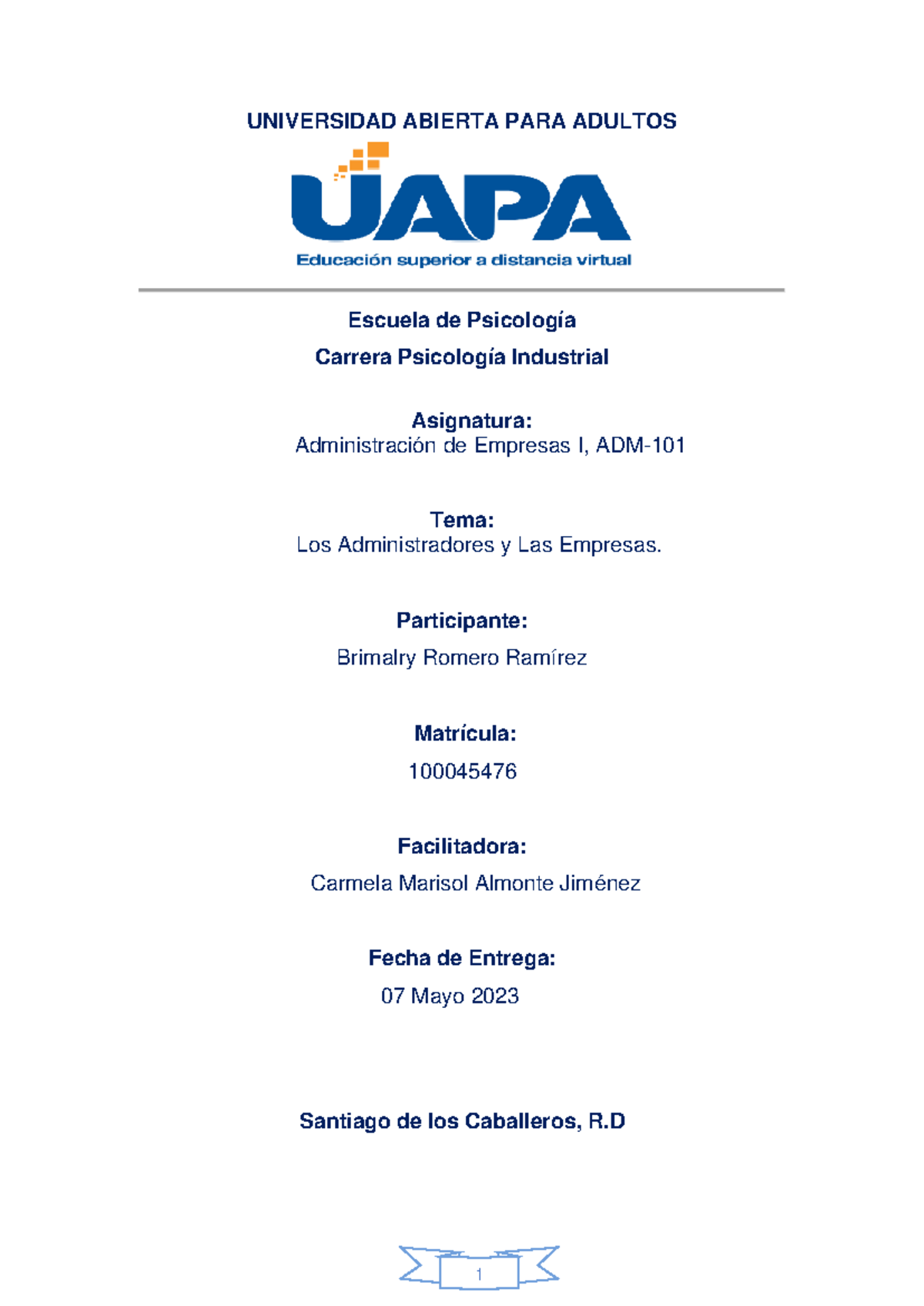 Administracon de empresas I Tarea 2-3 - UNIVERSIDAD ABIERTA PARA ...