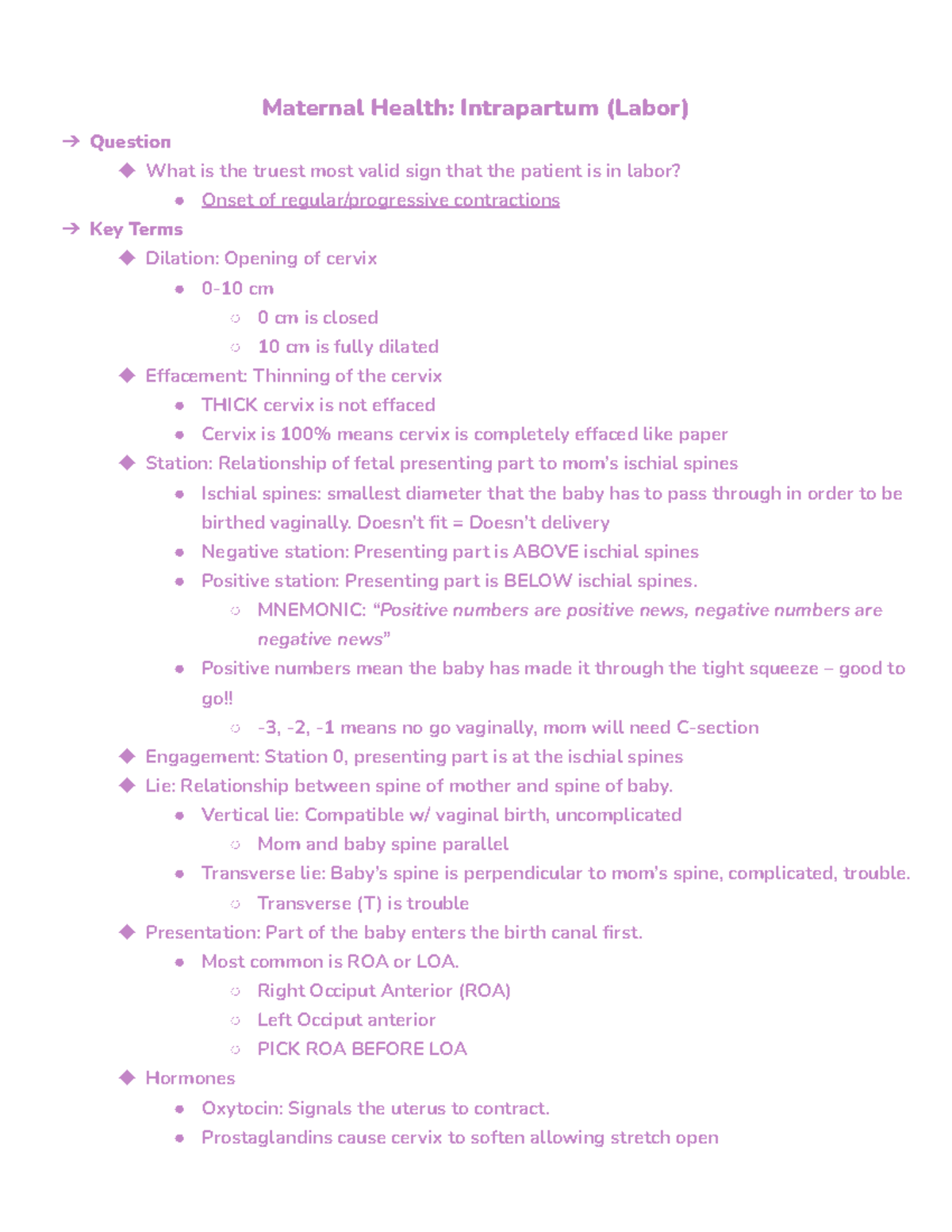 Maternal Health Intapartum (Labor) - Doesn’t fit = Doesn’t delivery ...