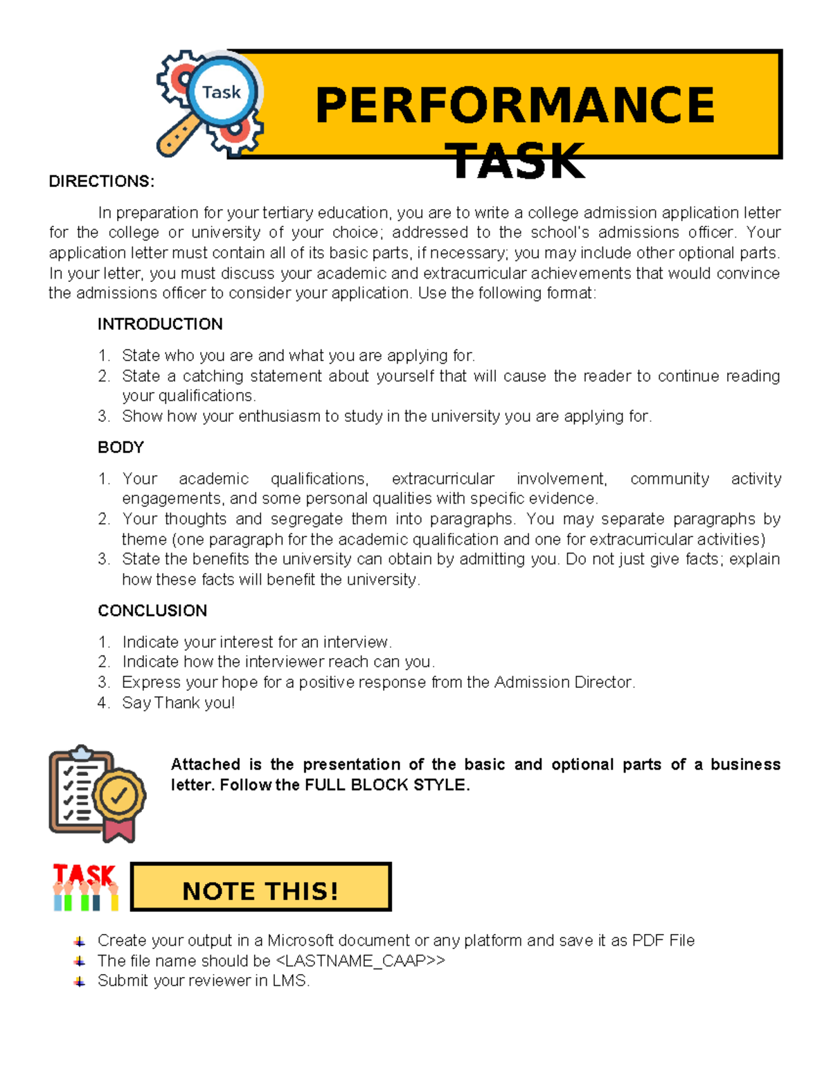 Performance-TASK- College- Adimssion- Application- Letter - DIRECTIONS ...