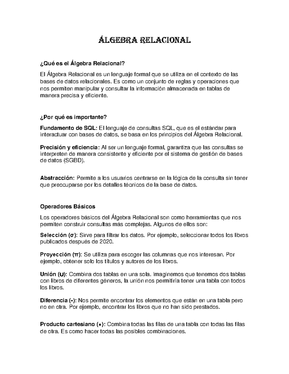 Álgebra Relacional - Bueno - Álgebra Relacional ¿Qué es el Álgebra ...