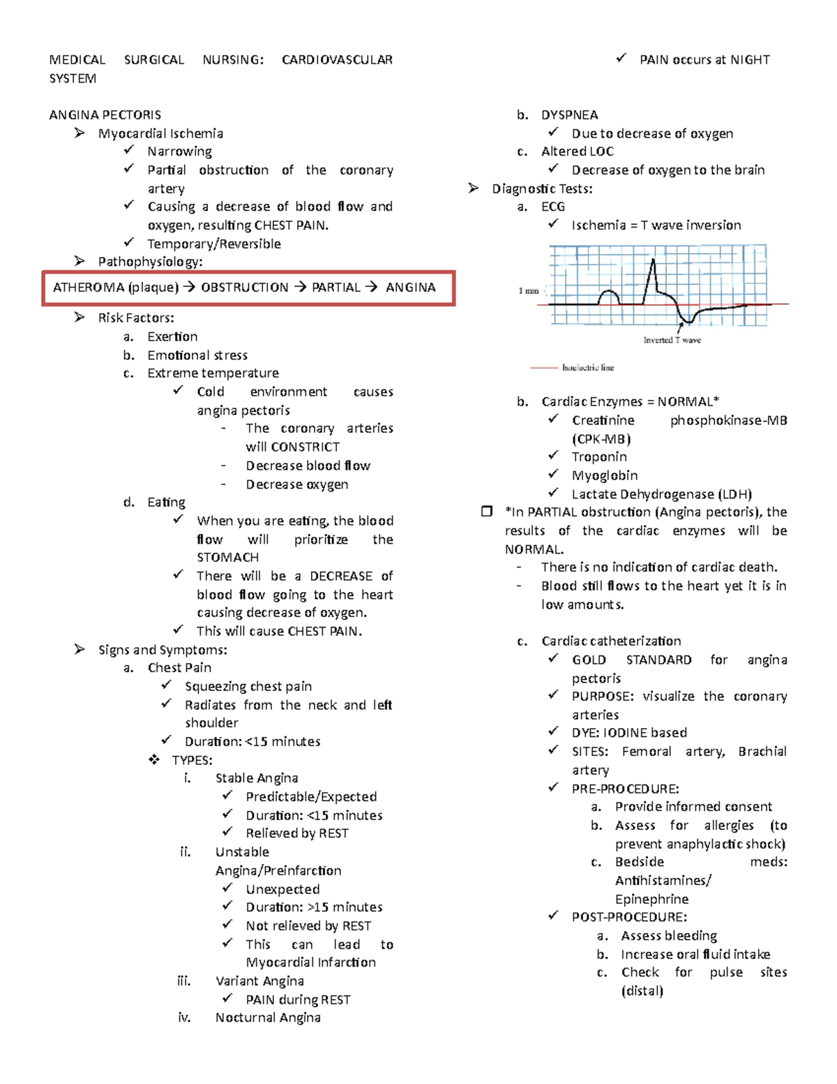 Medsurg- Cardio - MEDICAL SURGICAL NURSING: CARDIOVASCULAR SYSTEM ...