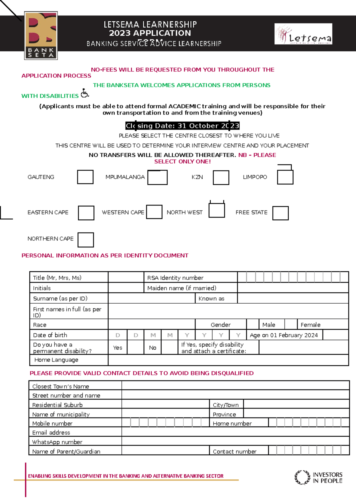 Letsema Application FORM 2023 - NO-FEES WILL BE REQUESTED FROM YOU ...