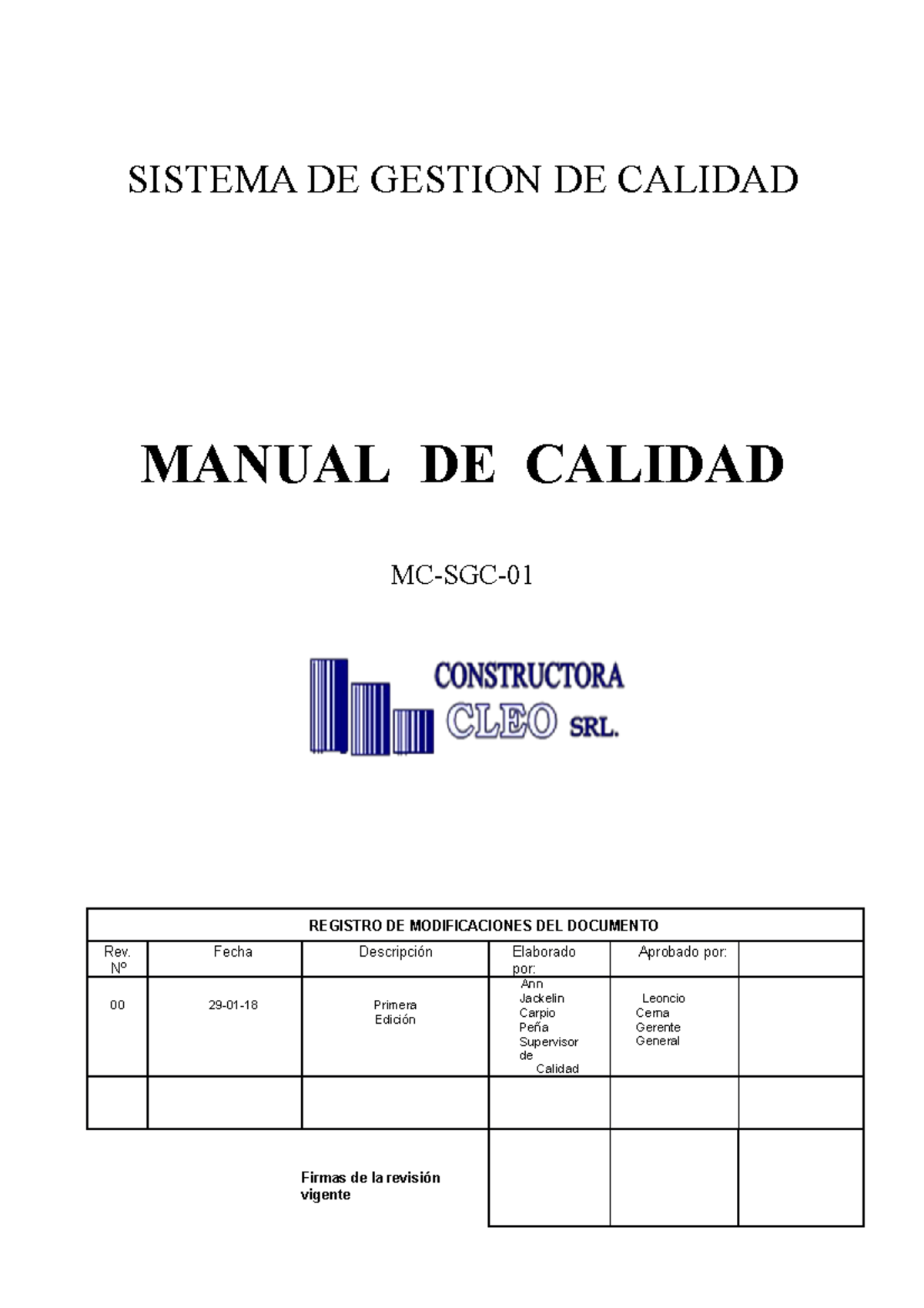 406877865 Manual DE Calidad word docx - SISTEMA DE GESTION DE CALIDAD ...