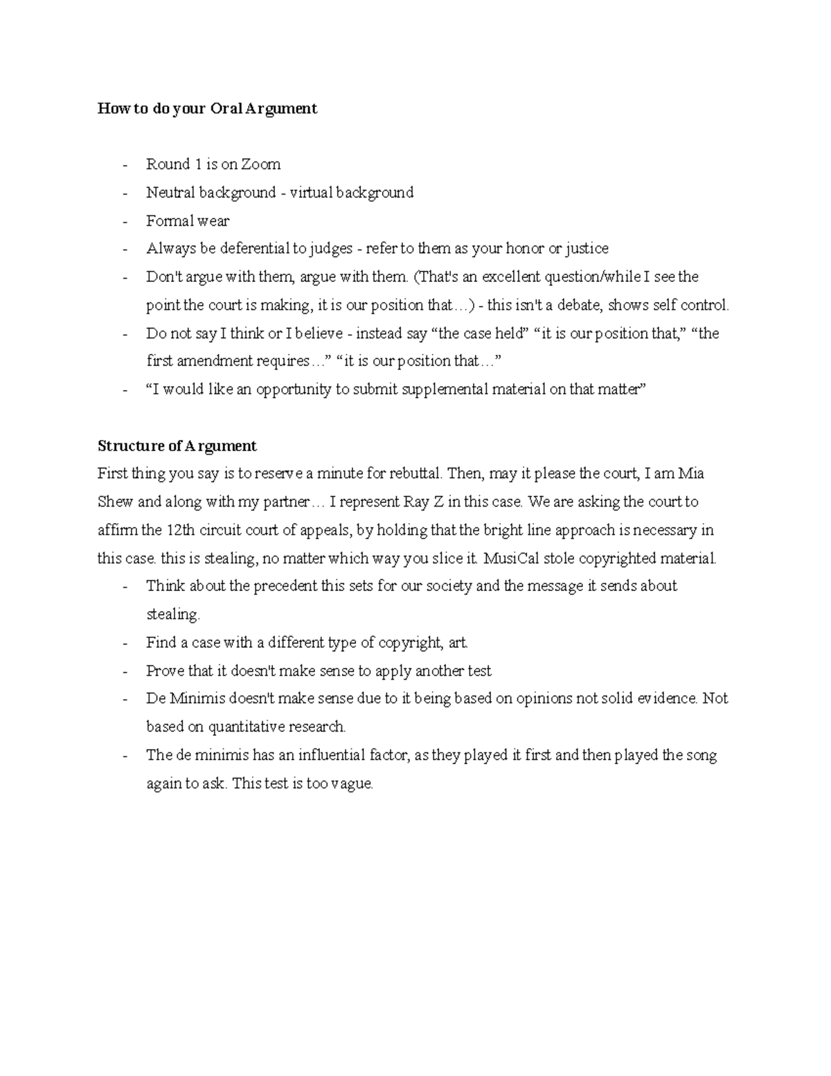 How to do an Oral Argument - How to do your Oral Argument Round 1 is on ...
