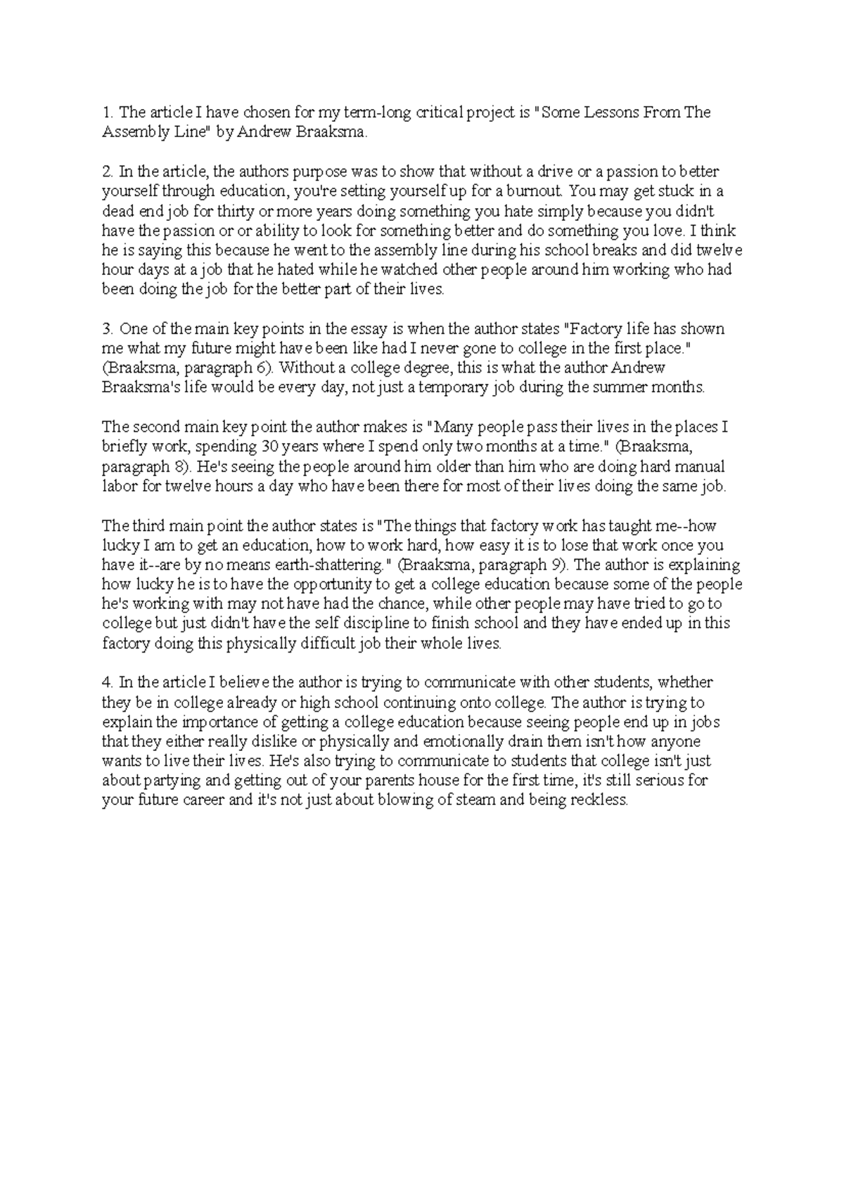 Notes writing 1-7 - Assignment 1 - The article I have chosen for my ...