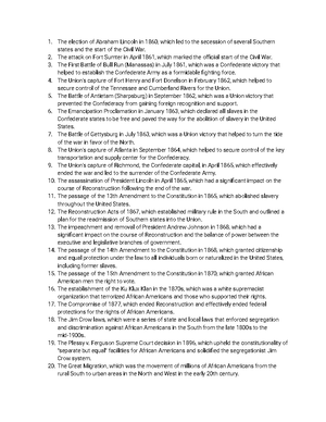 Civil war essay - Brief overview of the American Civil War The American ...