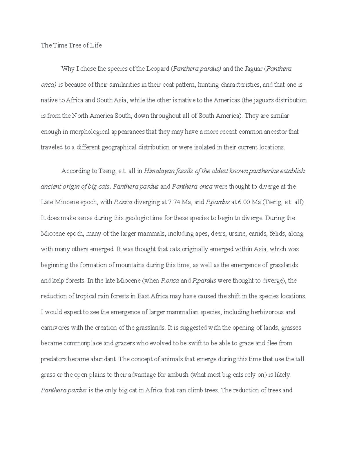 The Time Tree of Life - Time Tree of when one species diverges from ...