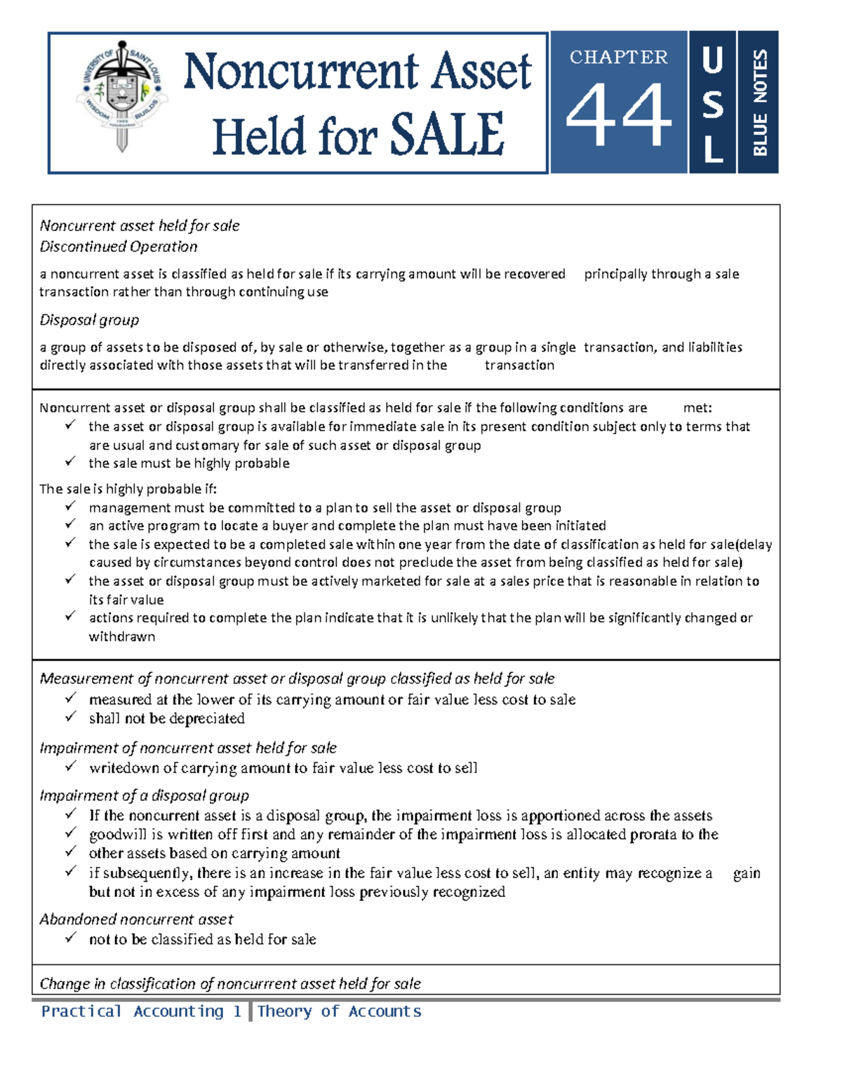 44 Noncurrent Assets Held For Sale - Results of discontinued operation ...