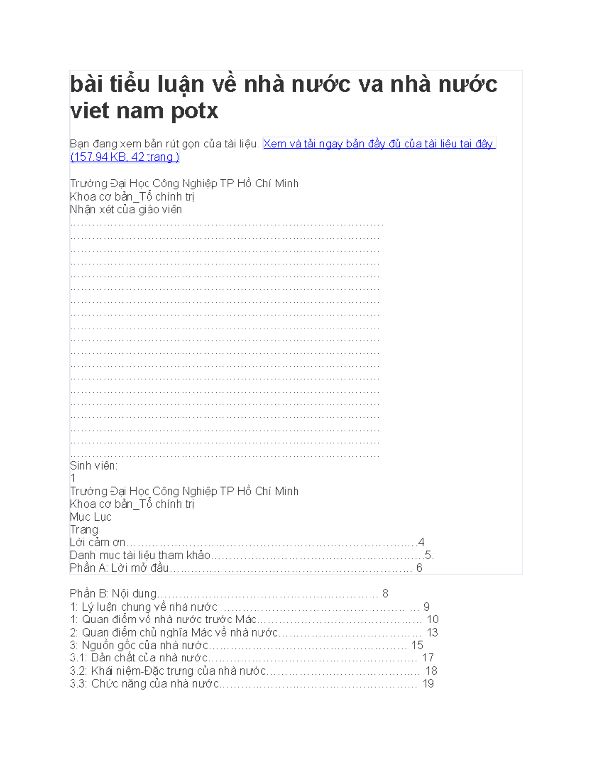 Bài tiểu luận về nhà nước va nhà nước viet nam potx - bài tiểu luận về nhà nước va nhà nước viet ...