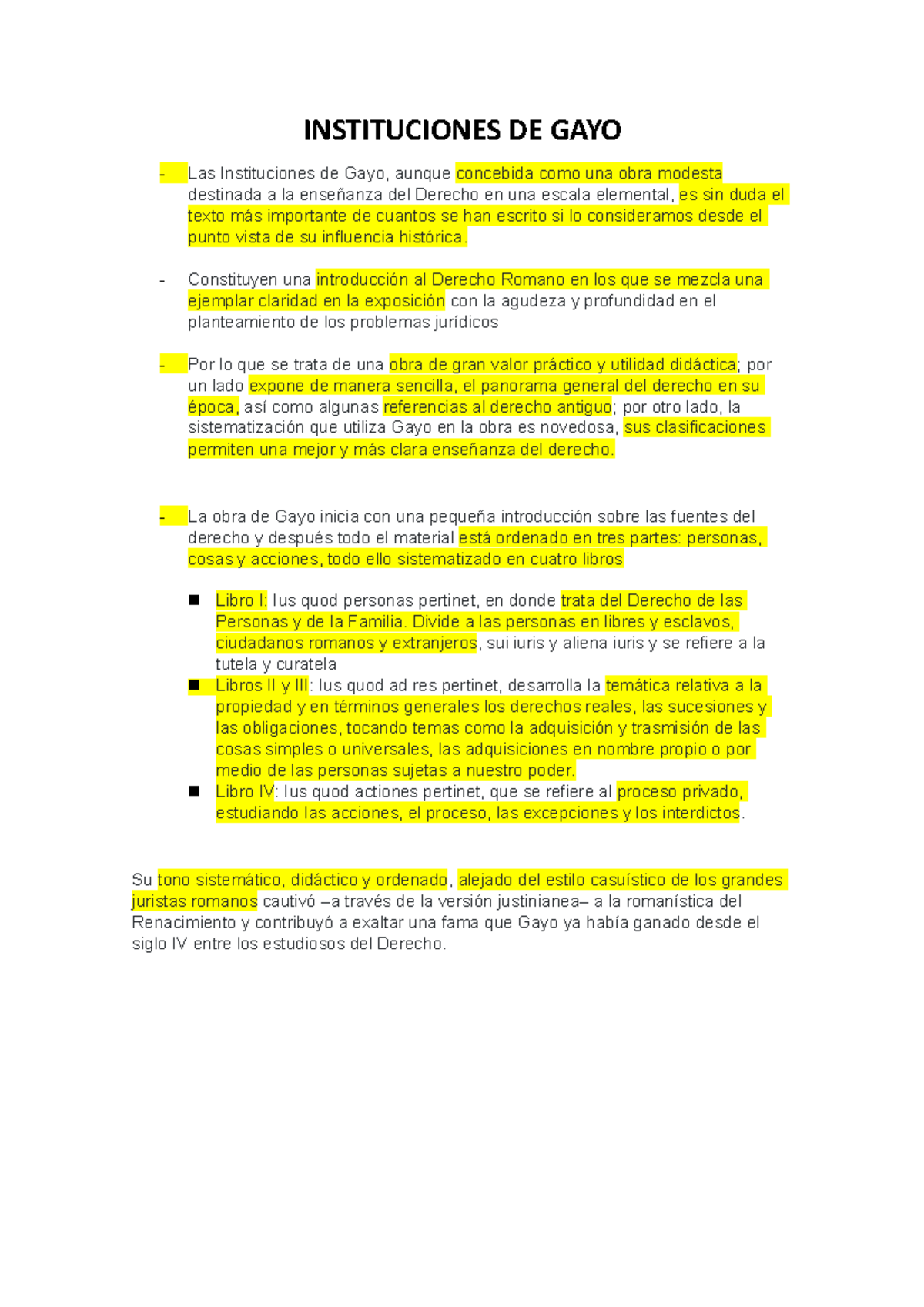 Instituciones DE GAYO - Material de examen - INSTITUCIONES DE GAYO Las ...