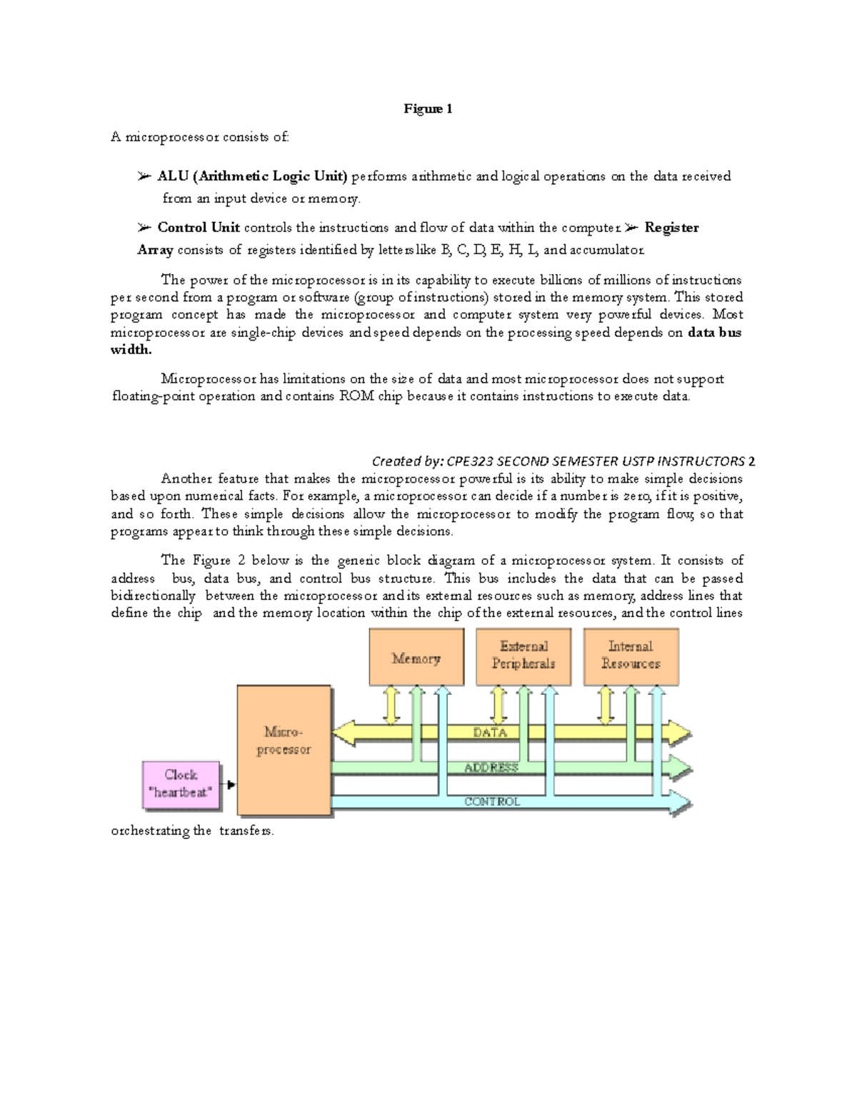 Figure 1 Microprocessor - Figure 1 A microprocessor consists of: ALU ...