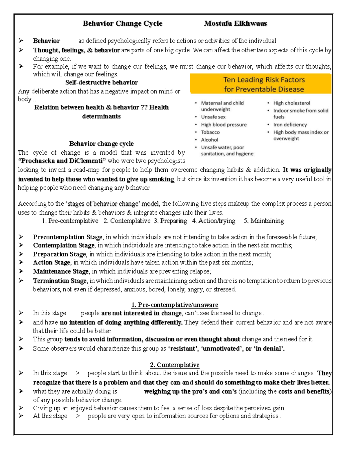Behavior Change Cycle - Thought, feelings, & behavior are parts of one ...