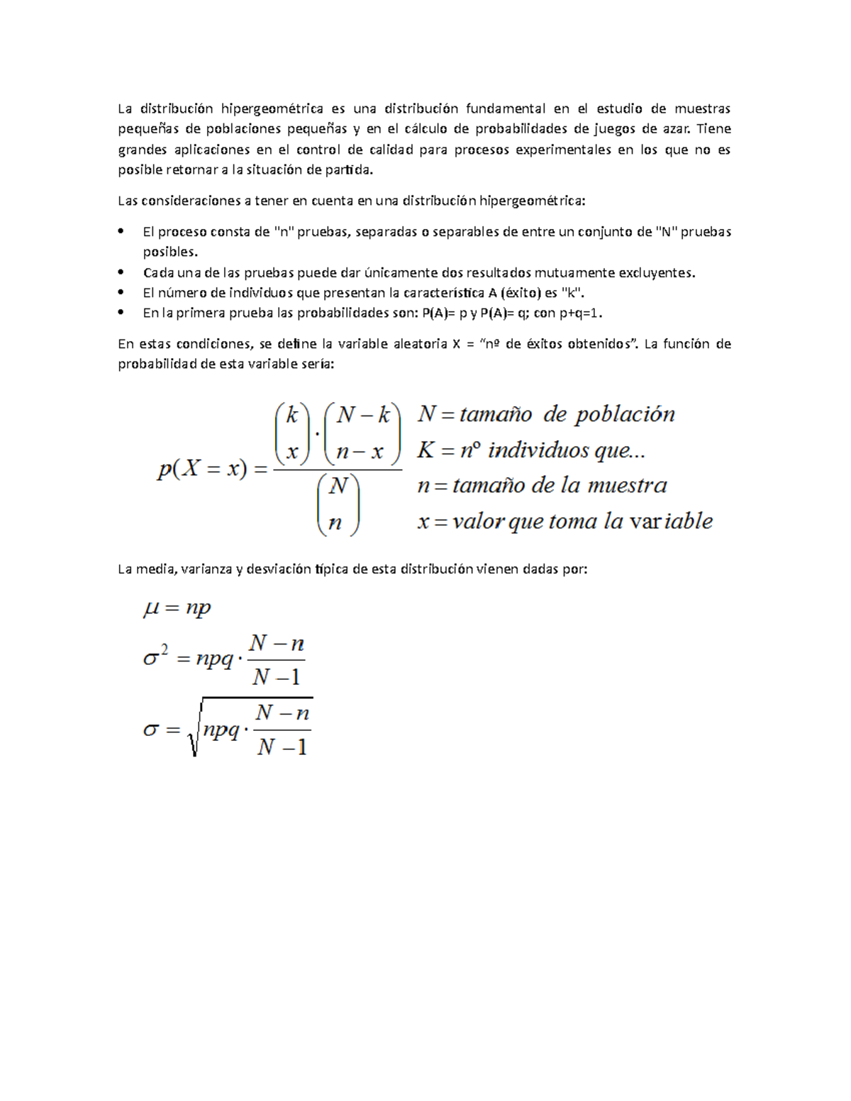 Distribucion Hipergeometrica - La distribución hipergeométrica es una ...
