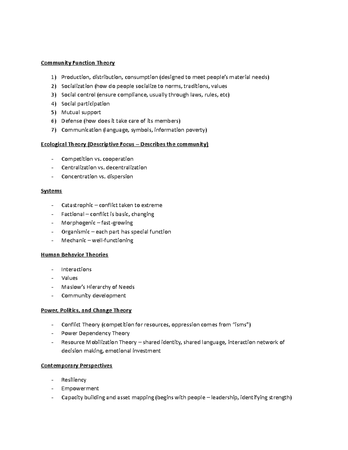 Community Theories and Perspectives - SW 641 - UofL - Studocu