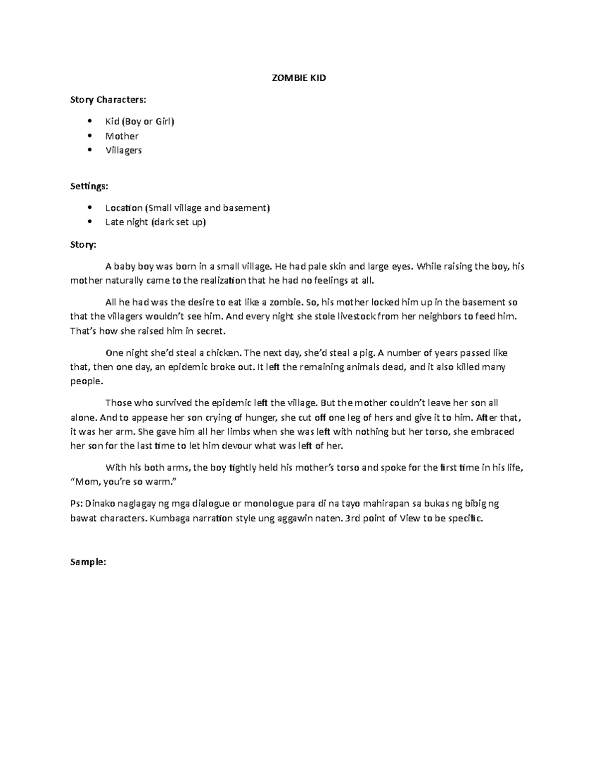 Zombie-KID - ... - ZOMBIE KID Story Characters: Kid (Boy or Girl ...