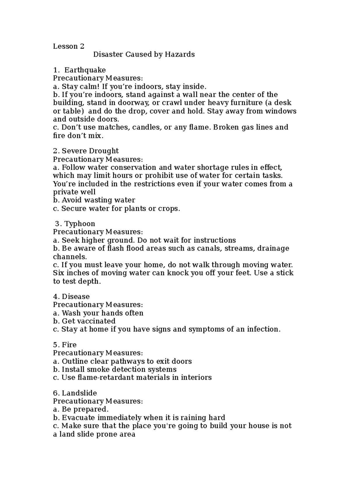 Assignment 3 disaster management - Lesson 2 Disaster Caused by Hazards ...