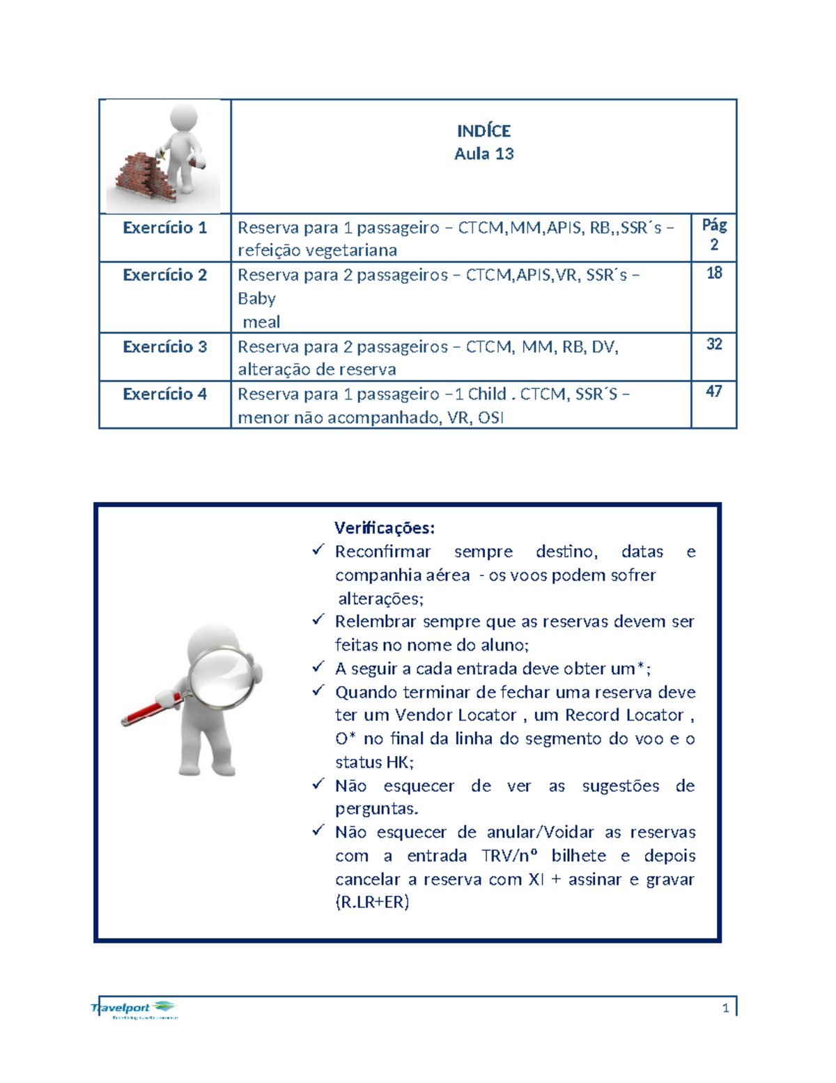Exercício - Aula 13 - INDÍCE Aula 13 Exercício 1 Reserva para 1 passageiro – CTCM,MM,APIS, RB ...