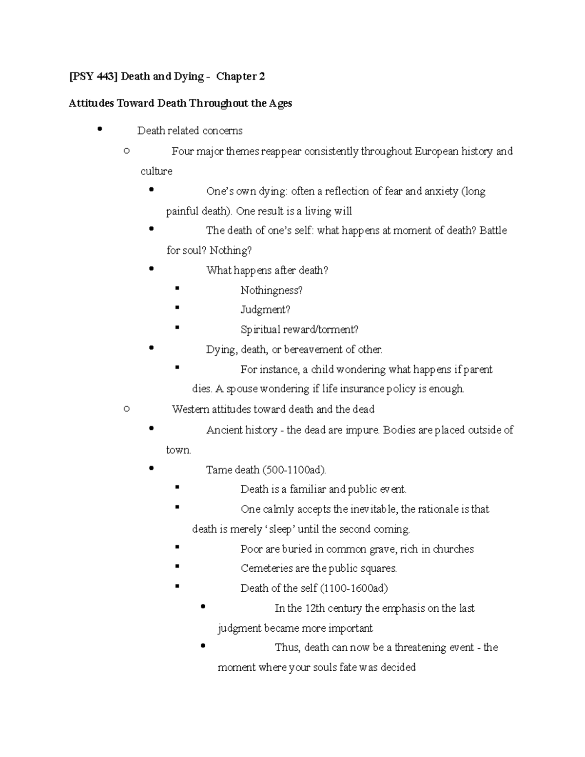 [PSY 443] Death and Dying - Chapter 2 - [PSY 443] Death and Dying ...