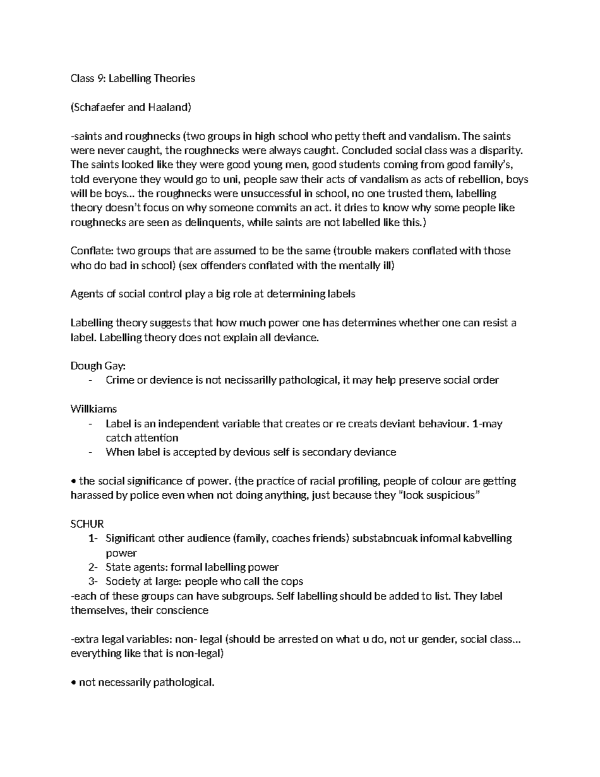 Class 9 - Class 9: Labelling Theories (Schafaefer and Haaland) -saints ...