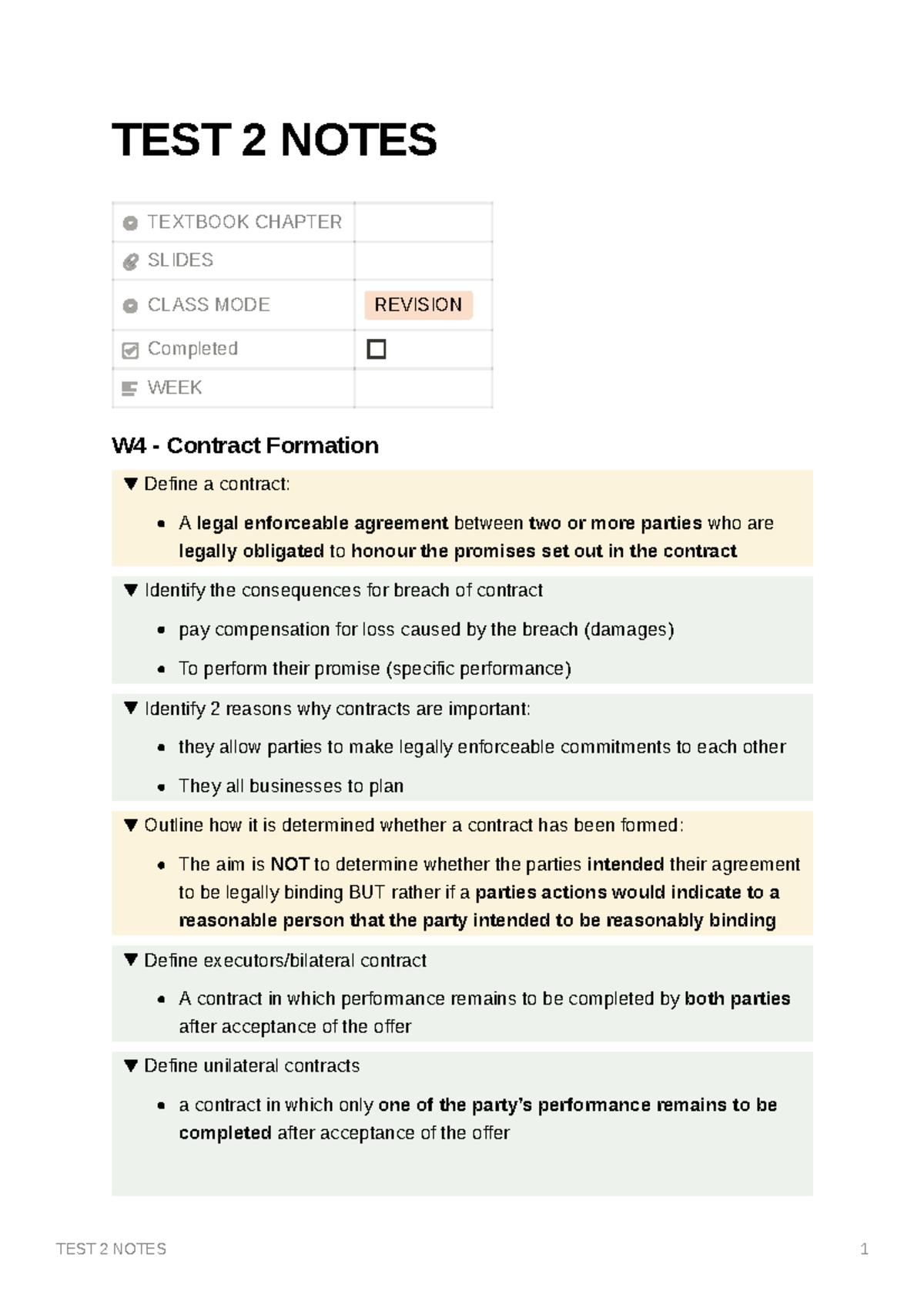 TEST 2 Notes - TEST 2 NOTES TEXTBOOK CHAPTER SLIDES CLASS MODE REVISION ...