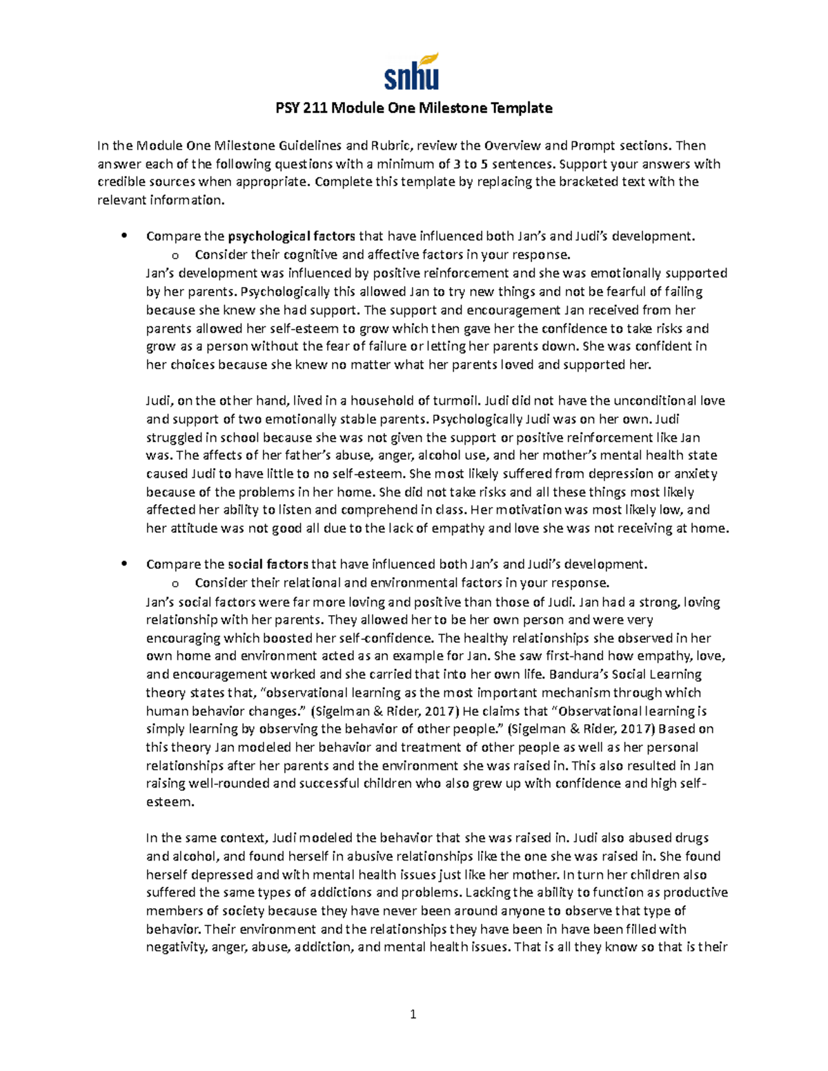PSY 211 Module One Milestone Template (4) - PSY 211 Module One ...