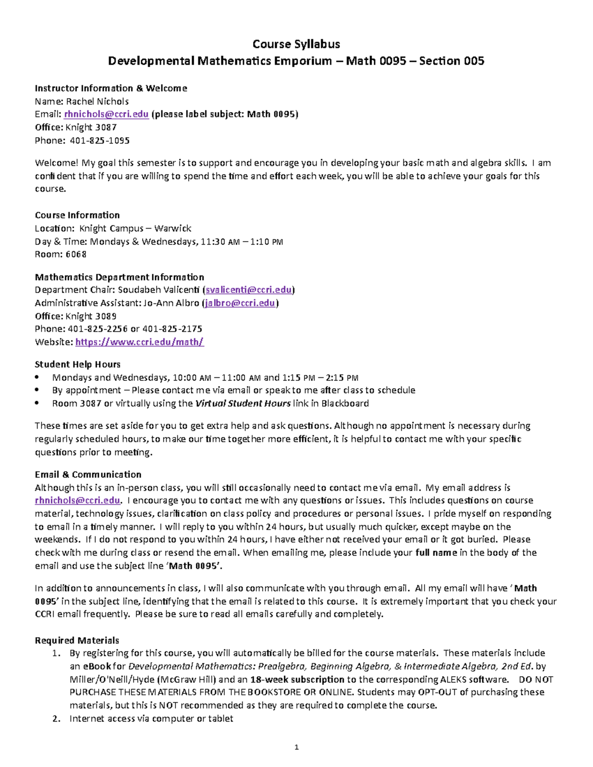 Math 0095 - 005 - Fall 2022 - Syllabus - Course Syllabus Developmental ...