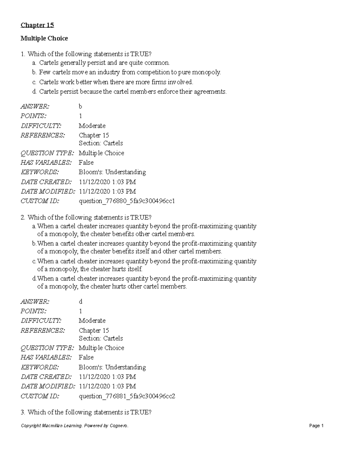 Chapter 15 - Study Questions - Multiple Choice Which of the following ...