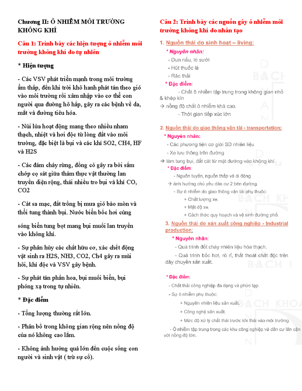 Ch Æ°Æ¡ng-2 - ewqeqw - Chương II: Ô NHIỄM MÔI TRƯỜNG KHÔNG KHÍ Câu 1 ...