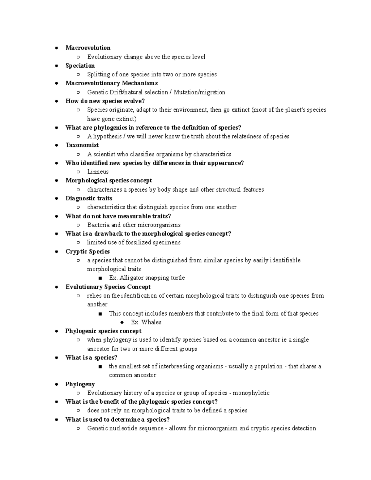 Bio Chapter 17 - Macroevolution - Macroevolution Evolutionary change ...
