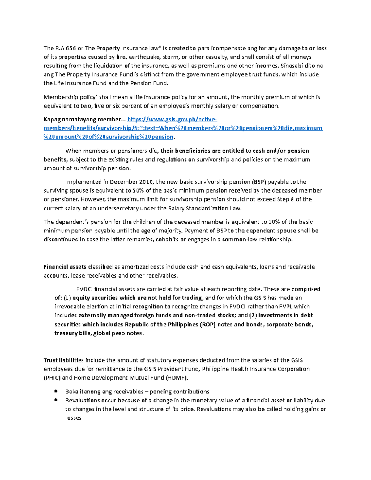 GSIS script - The R 656 or The Property Insurance law" is created to ...